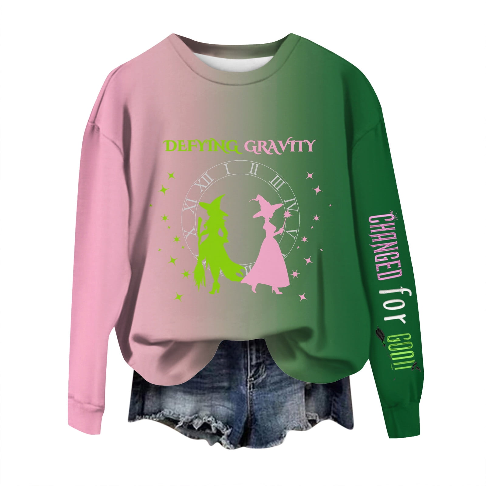 Wicked Sweatshirt Wicked Shirt Trendy Women's Pink and Green Gradient ...