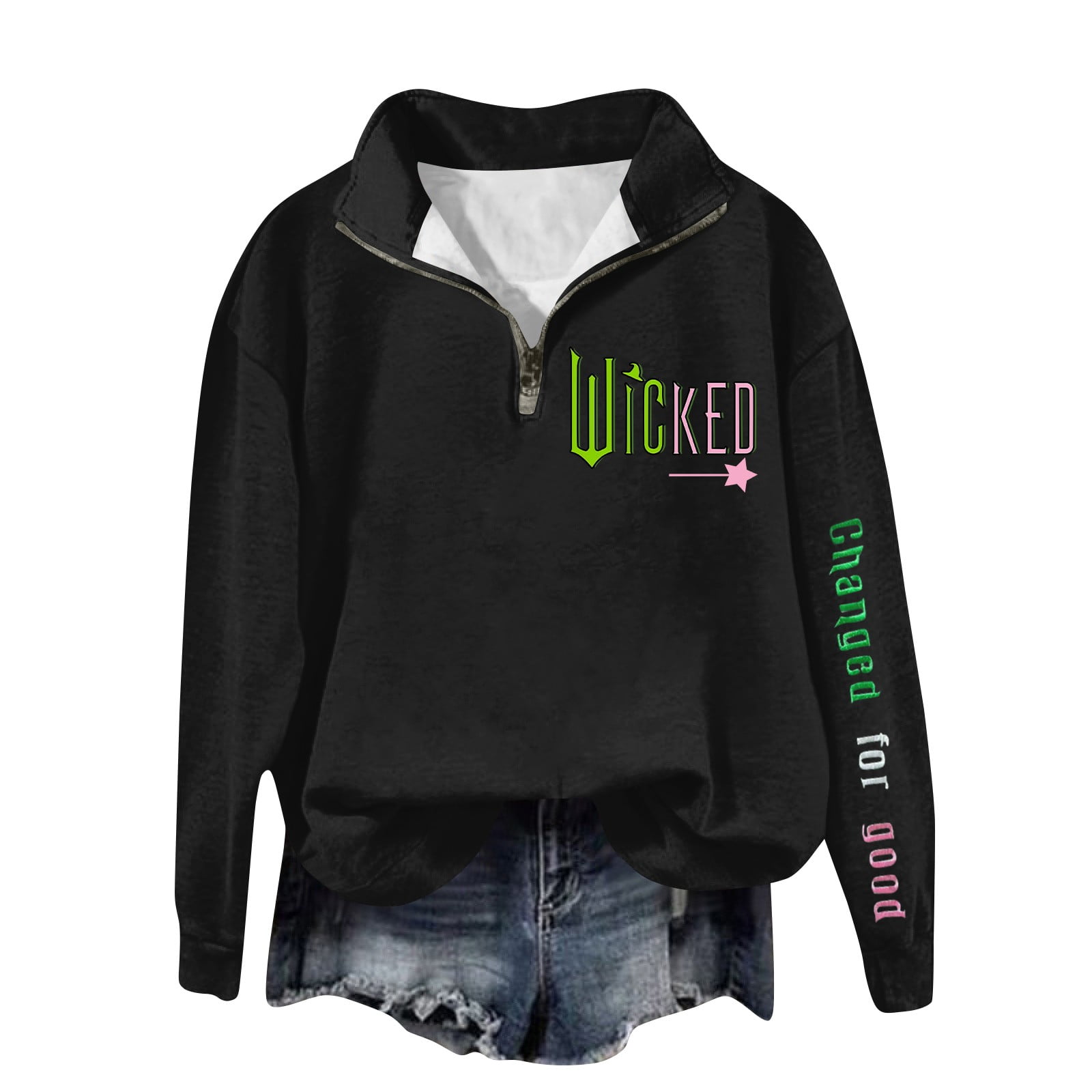 Wicked - Themed Hoodies For Women Half-Zip Pullover Sweatshirt Casual ...
