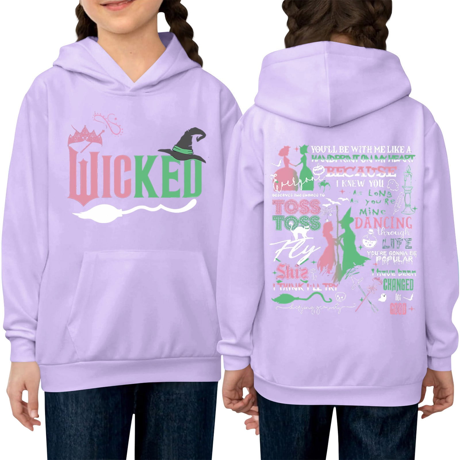 Wicked - Themed Woman's Hoodies Girls' Pink Hooded Sweatshirt with Fun ...