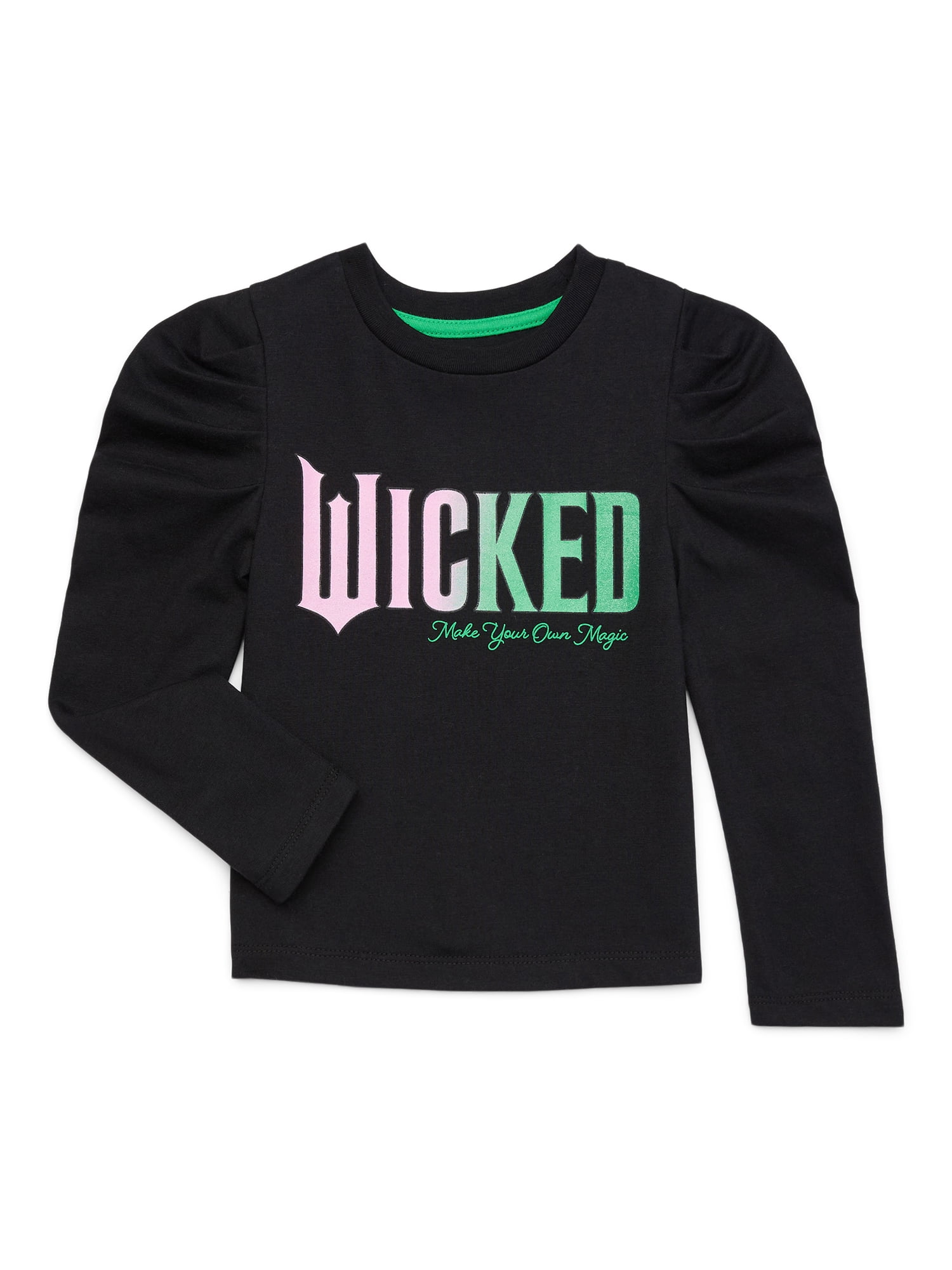Wicked Toddler Girls Glitter Graphic Tee with Puff Long-Sleeves, Sizes ...