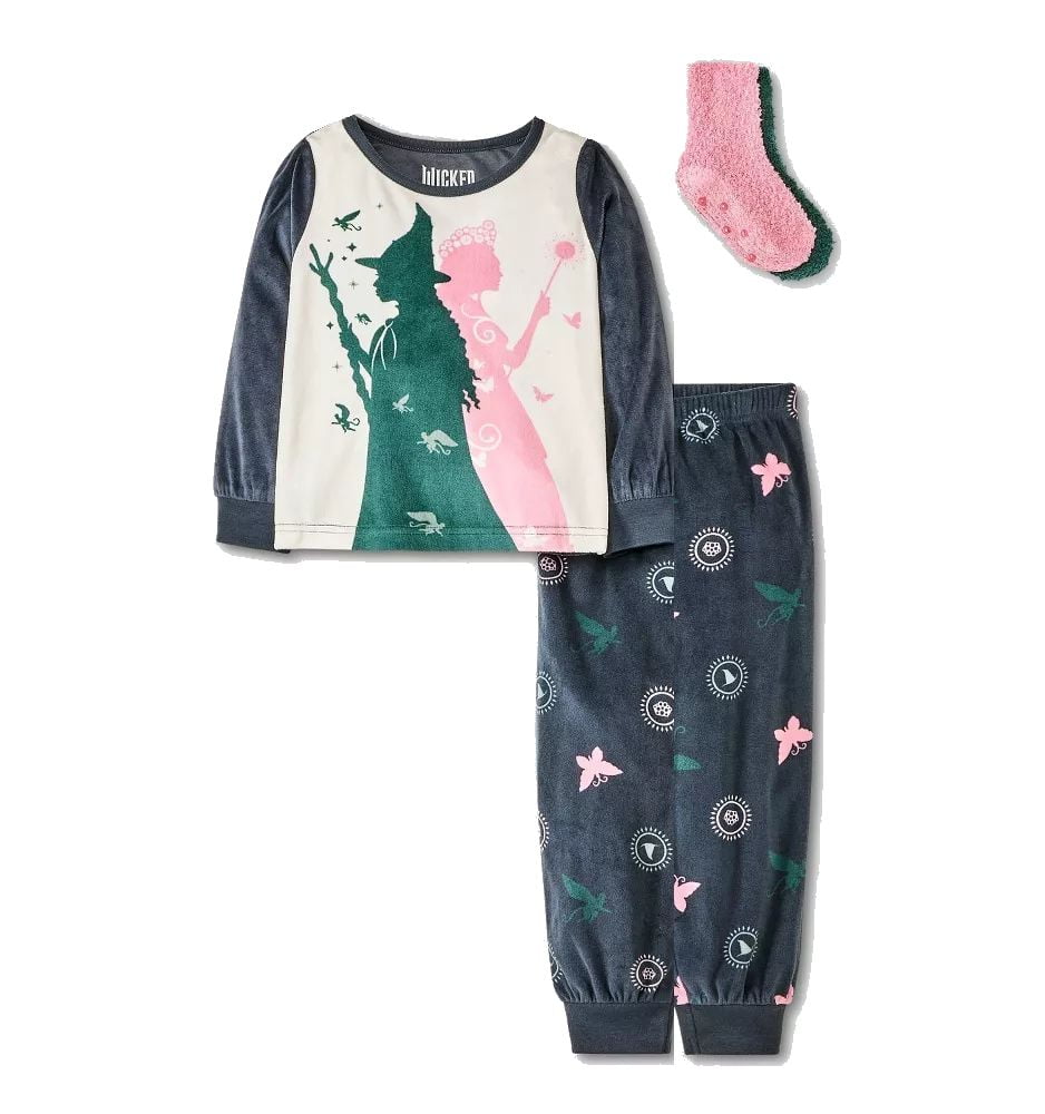 Wicked Toddler Girl's Glinda and Elphaba Soft Pajama Set with Socks ...