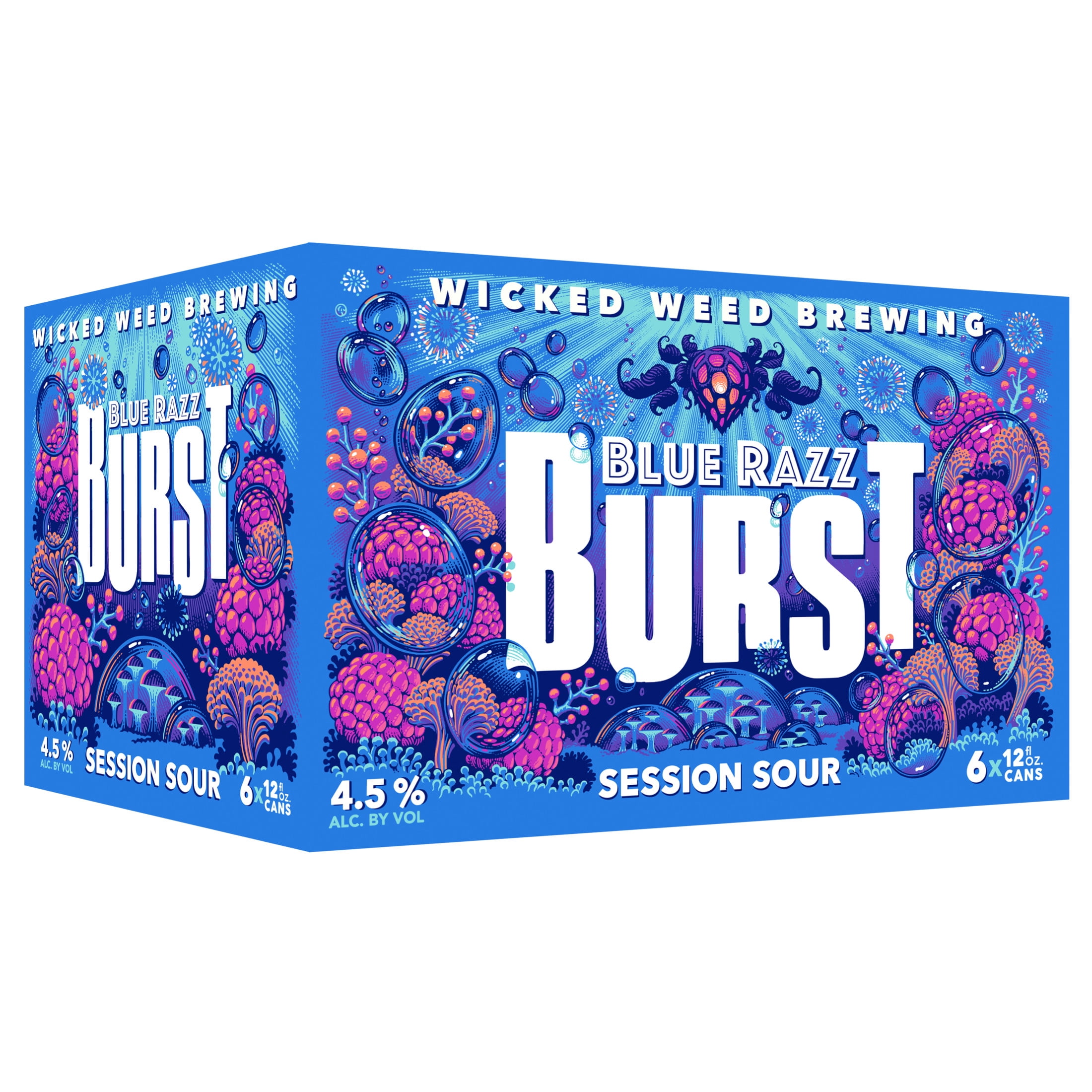 Wicked Weed Blue Razz Burst Session Sour Craft Beer, 6 pack, 12 fl oz ...