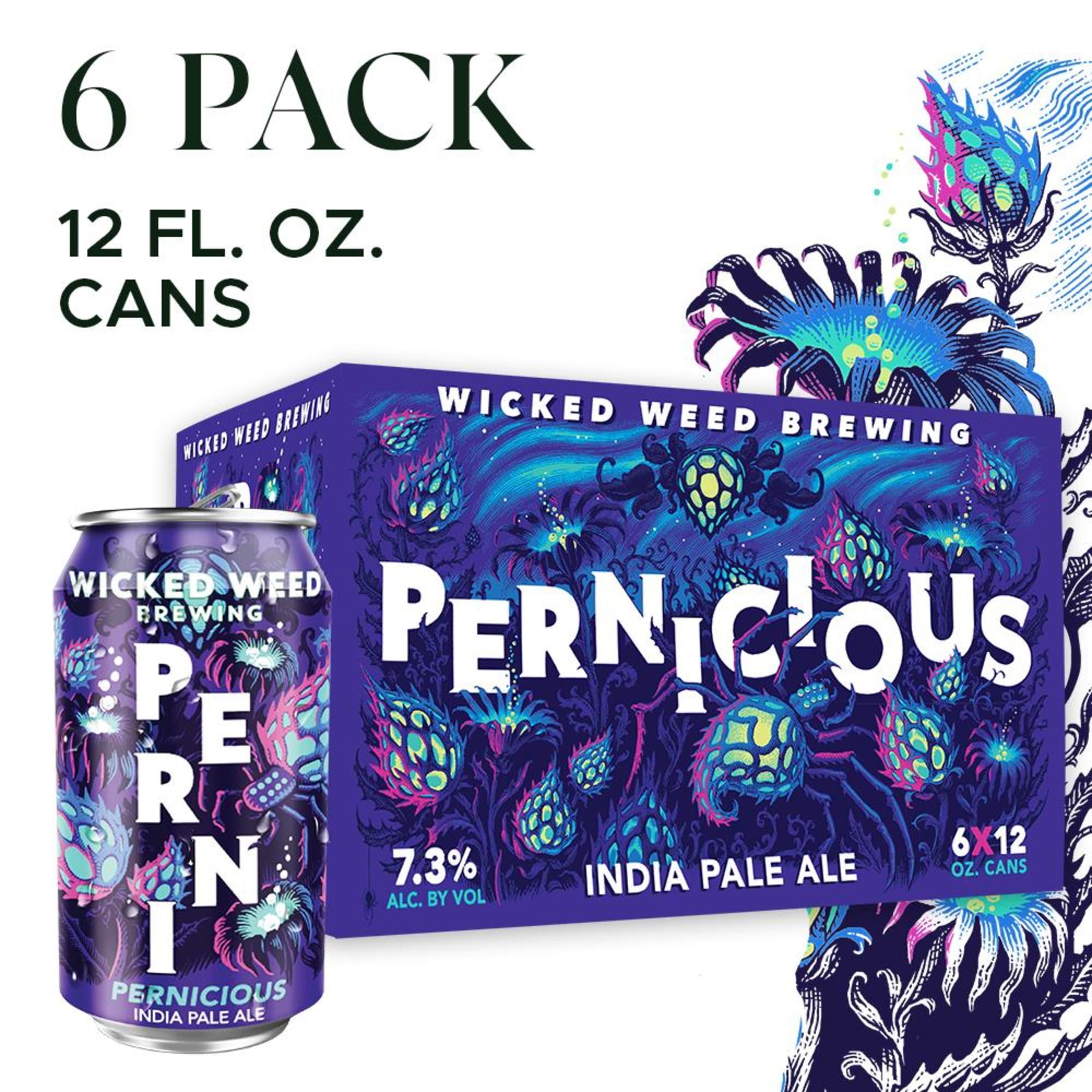 Wicked Weed Brewing Pernicious IPA Craft Beer, India Pale Ale, 6 Pack ...