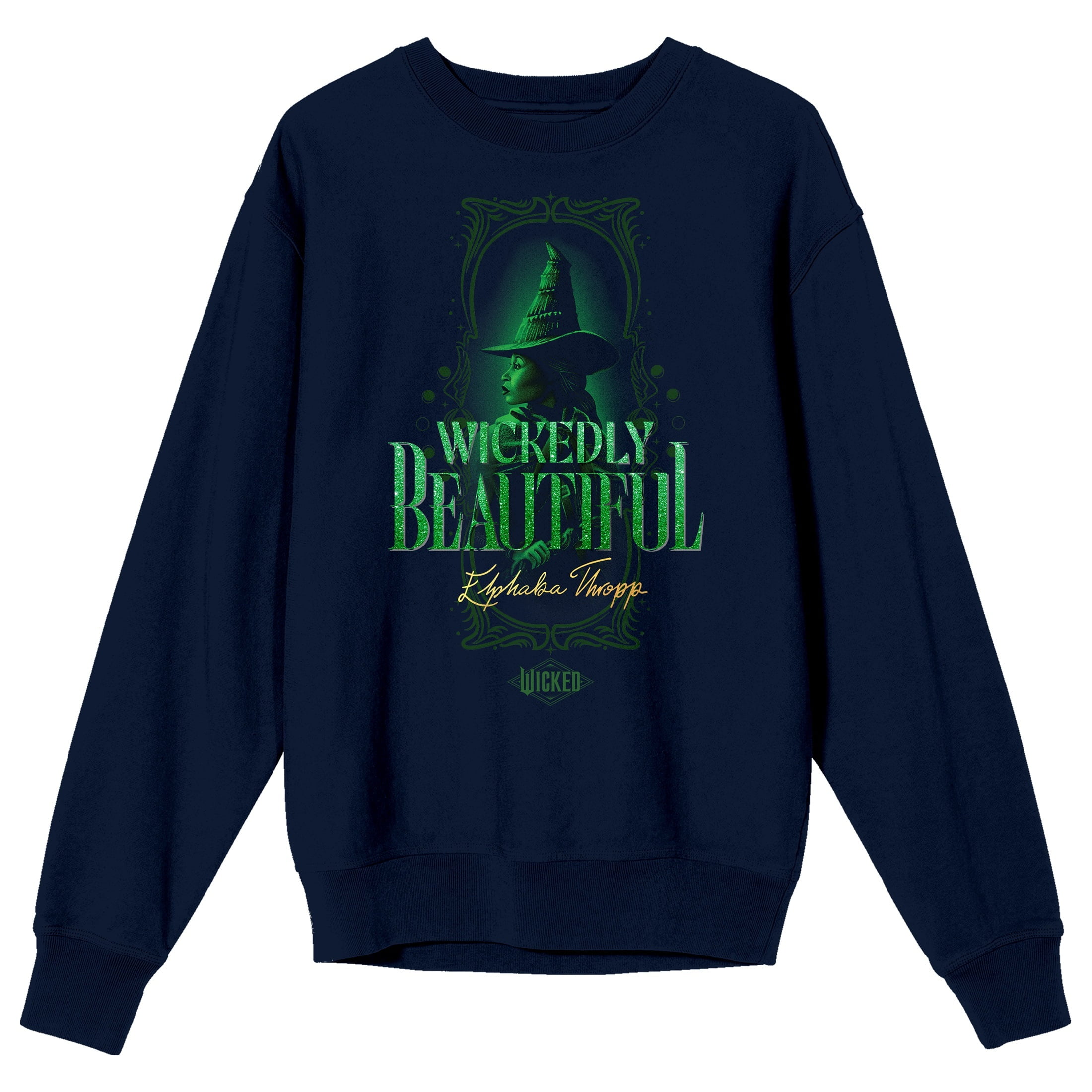 Wicked "Wickedly Beautiful" Elphaba Thropp Adult Navy Blue Crew Neck ...