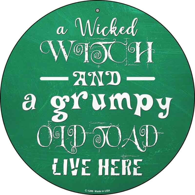 Wicked Witch and Grumpy Toad Round Circular Metal Sign Home Garage ...