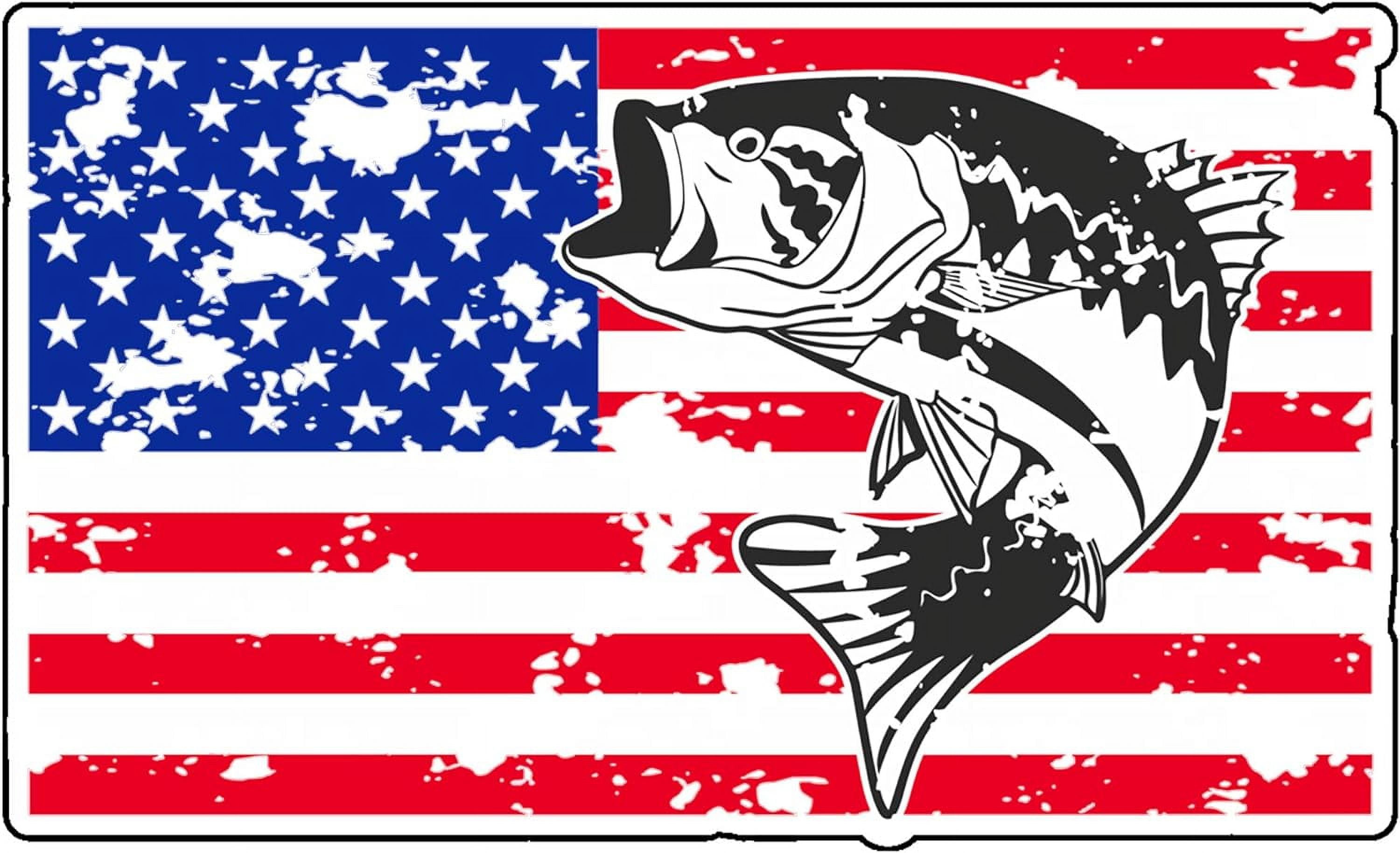 WickedGoodz American Flag Largemouth Bass Vinyl Decal - Patriotic ...
