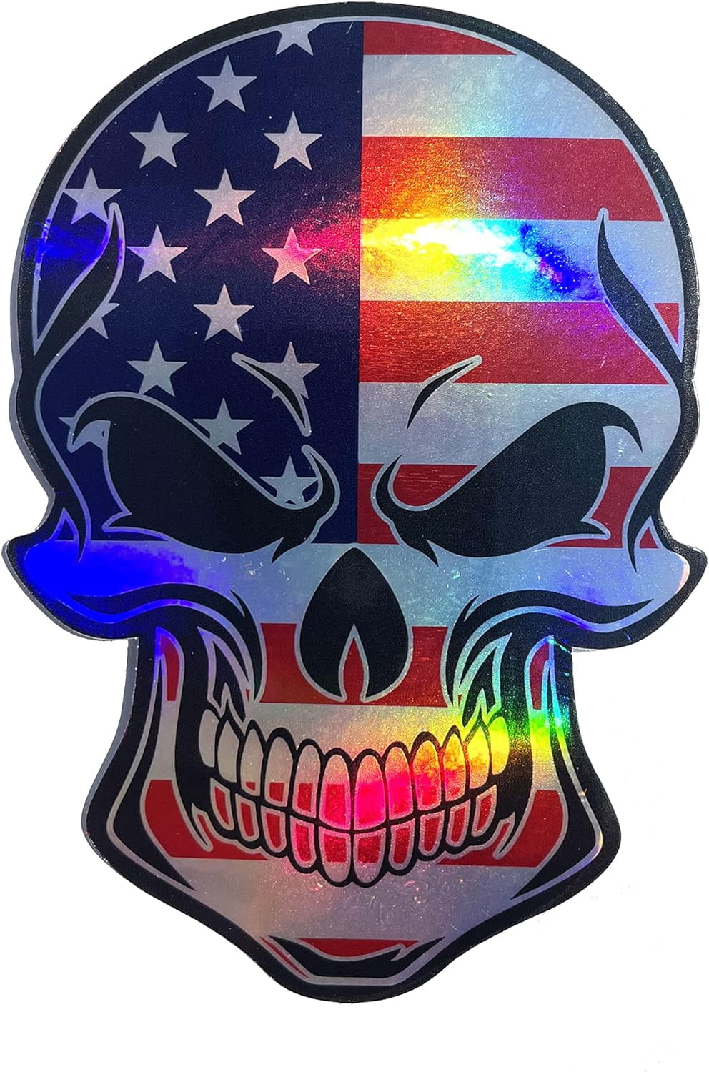 WickedGoodz American Flag Skull Holographic Vinyl Decal - US Bumper ...