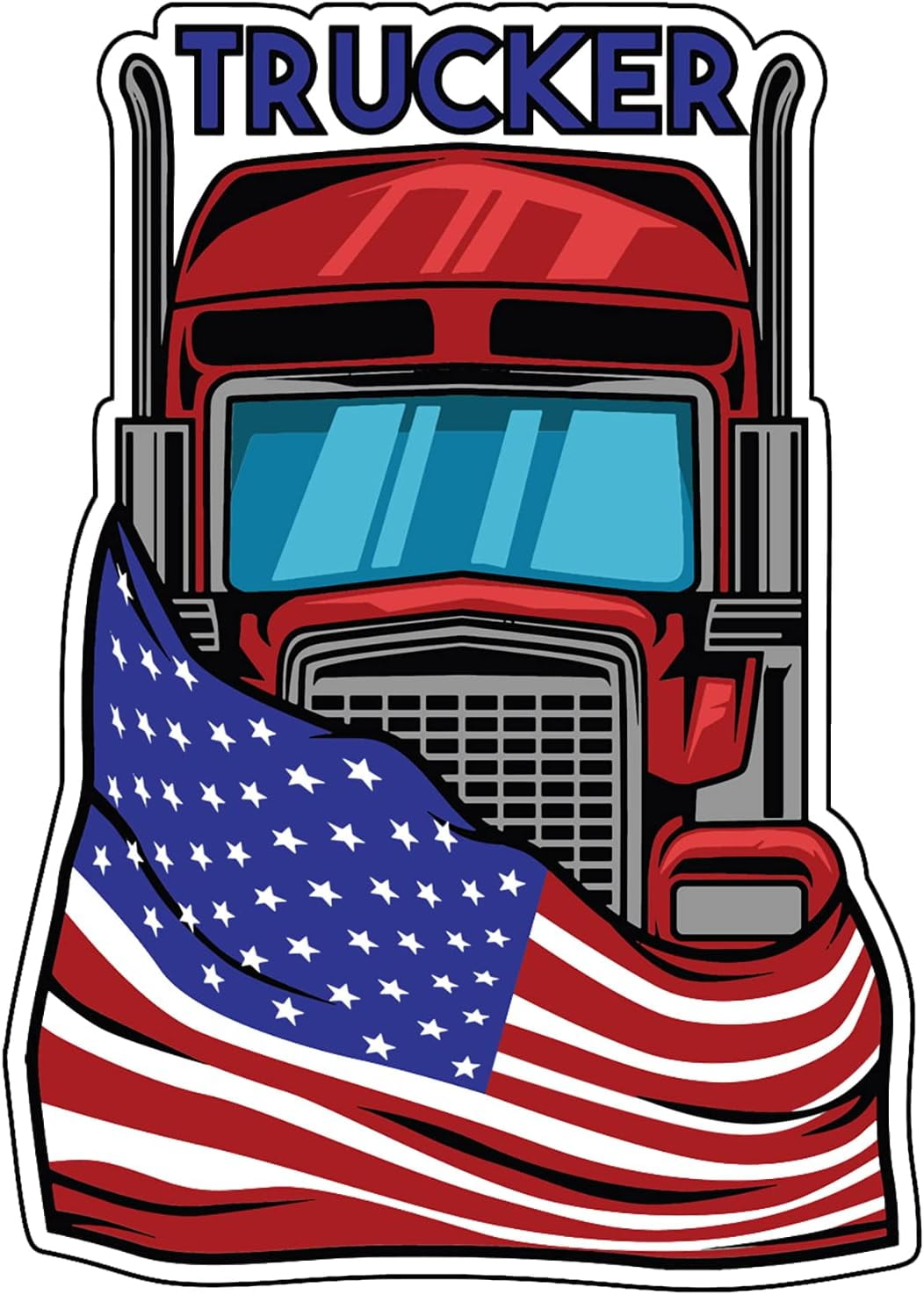 WickedGoodz American Flag Trucker Vinyl Decal - Truck Driver Bumper ...