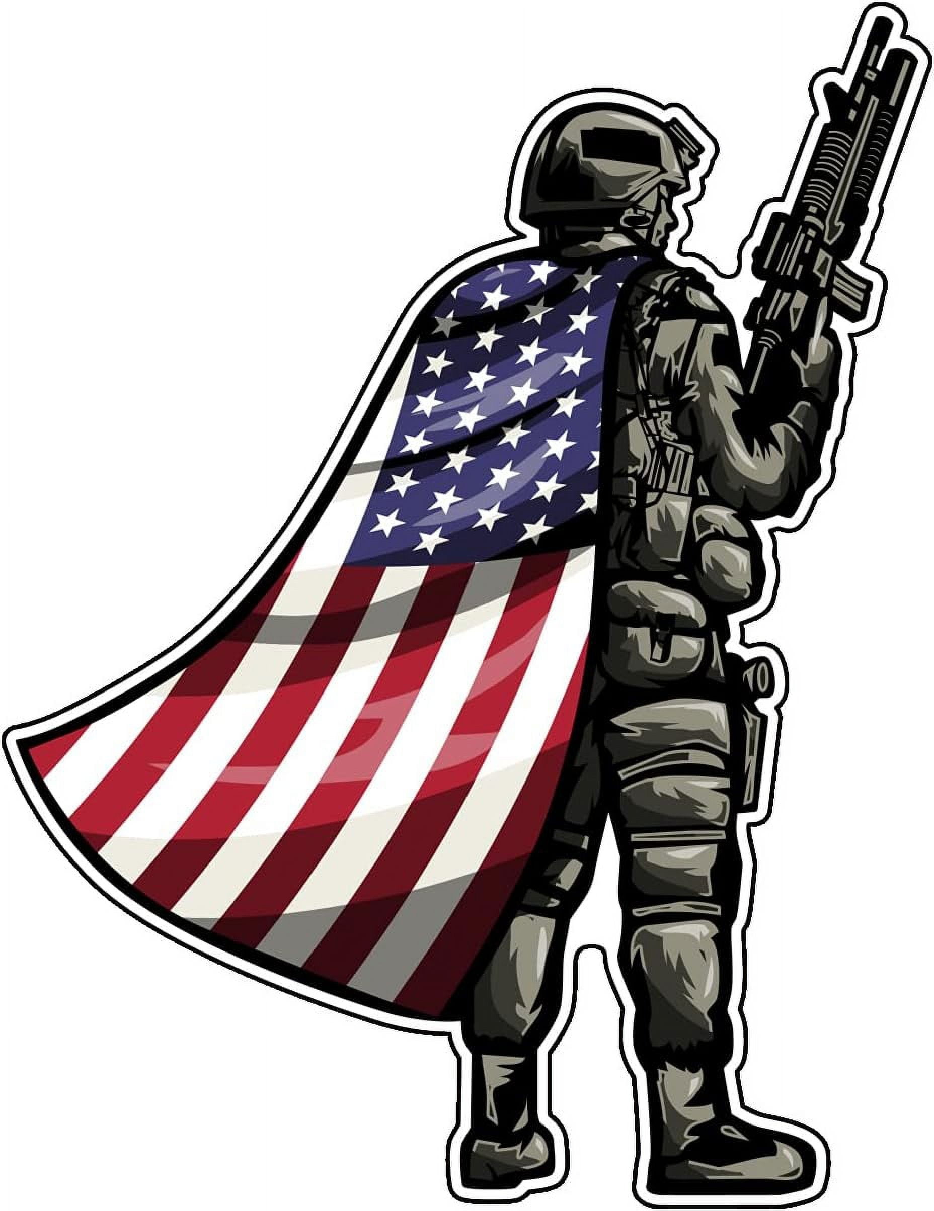 WickedGoodz American Flag Veteran Vinyl Decal - Military Soldier Bumper ...