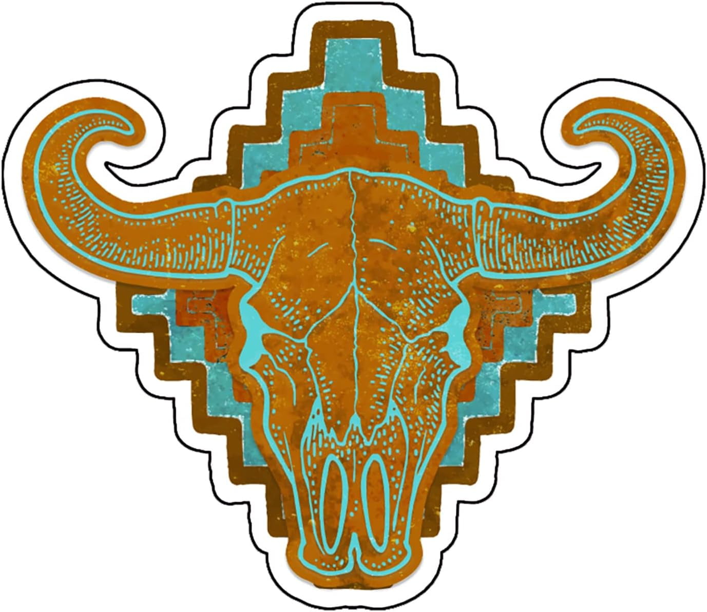 WickedGoodz Aztec Cattle Skull Vinyl Decal - Western Bumper Sticker ...