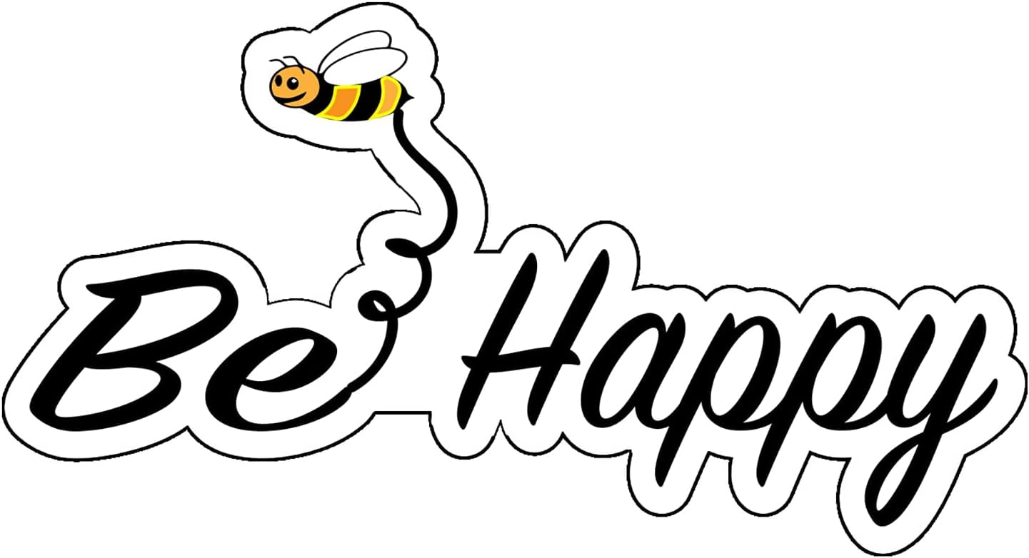 WickedGoodz Bee Happy Vinyl Decal - Honey Bee Bumper Sticker - for ...