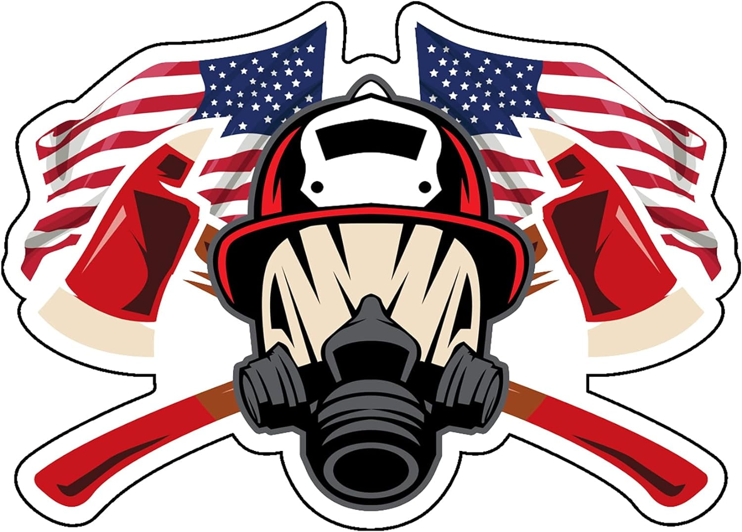 WickedGoodz Firefighter Crossed Axes Vinyl Decal - American Flag Bumper ...