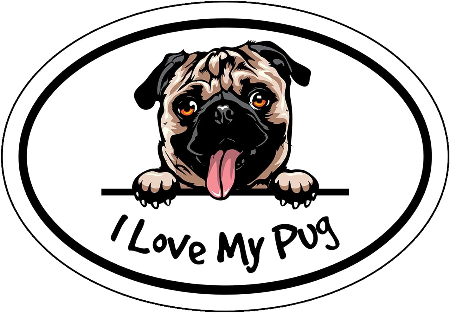 WickedGoodz I Love My Pug Vinyl Decal - Dog Breed Bumper Sticker - for ...