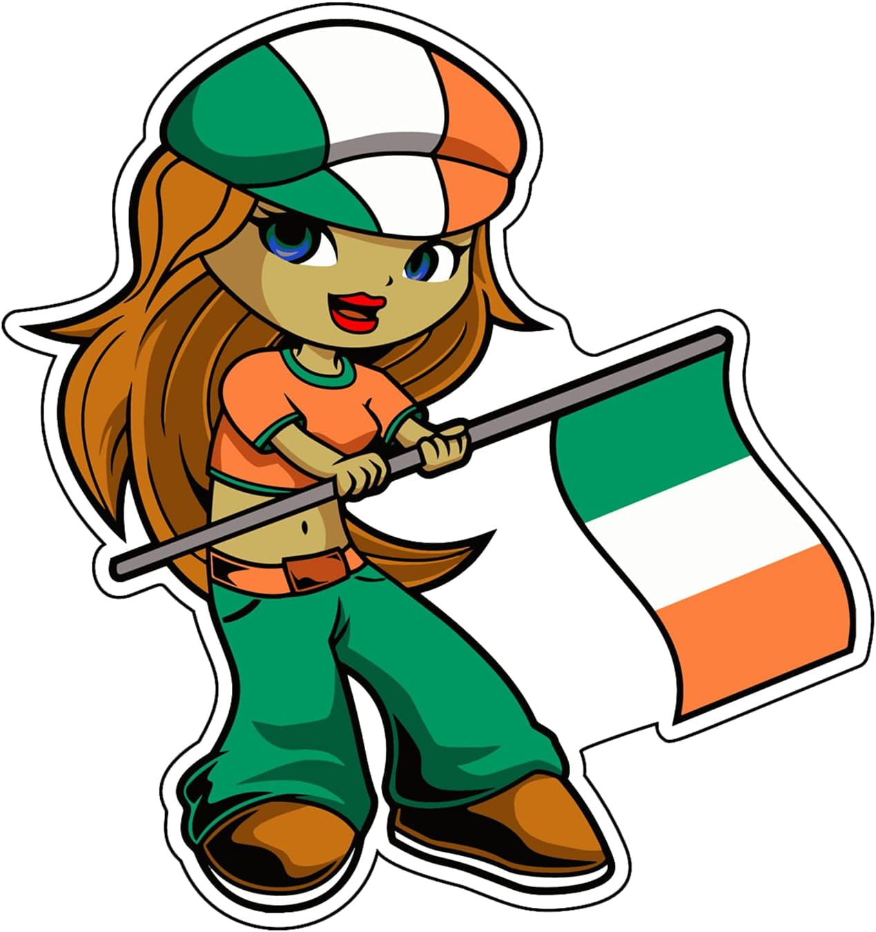 WickedGoodz Irish Girl Vinyl Decal - Ireland Flag Bumper Sticker - for ...