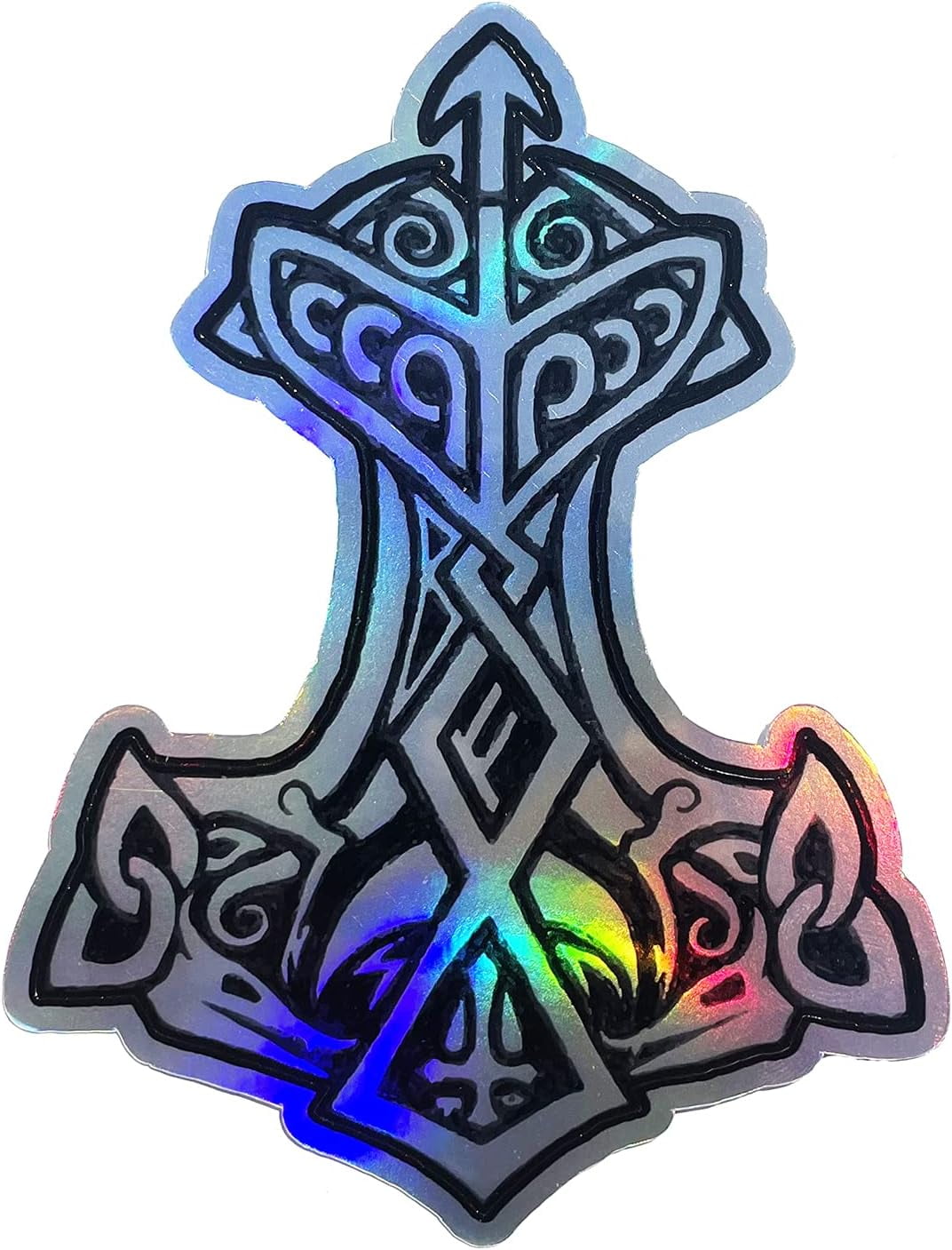 WickedGoodz Mjolnir Hammer Rune Holographic Vinyl Decal - Viking Bumper ...