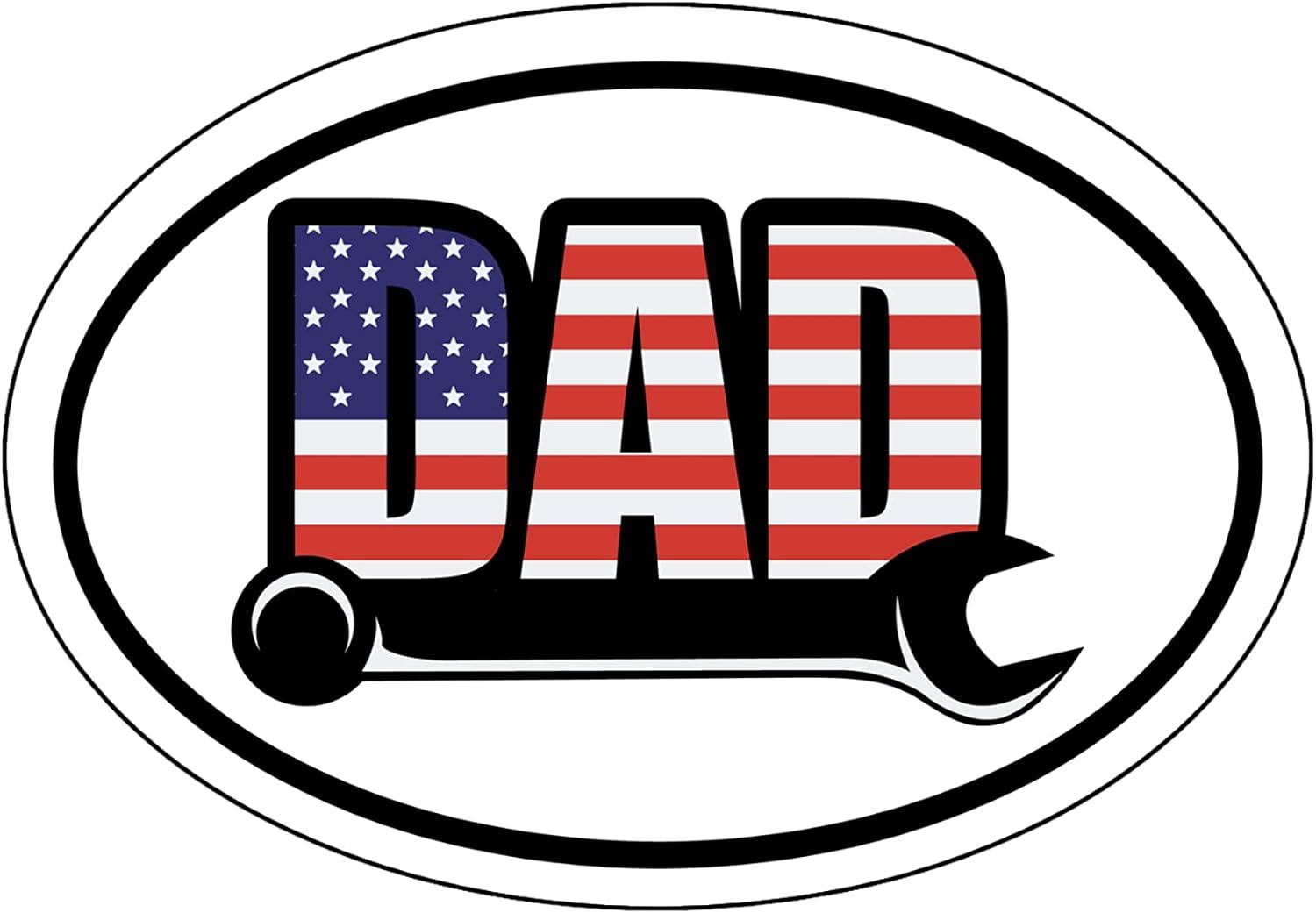 WickedGoodz Oval American Flag Dad Wrench Vinyl Decal - Mechanic Bumper ...