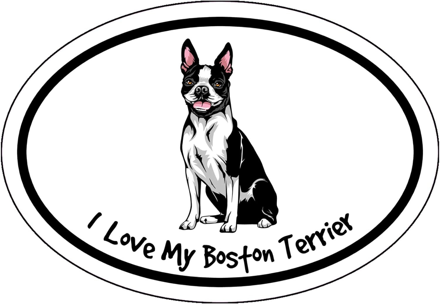 WickedGoodz Oval I Love My Boston Terrier Vinyl Decal - Dog Breed ...