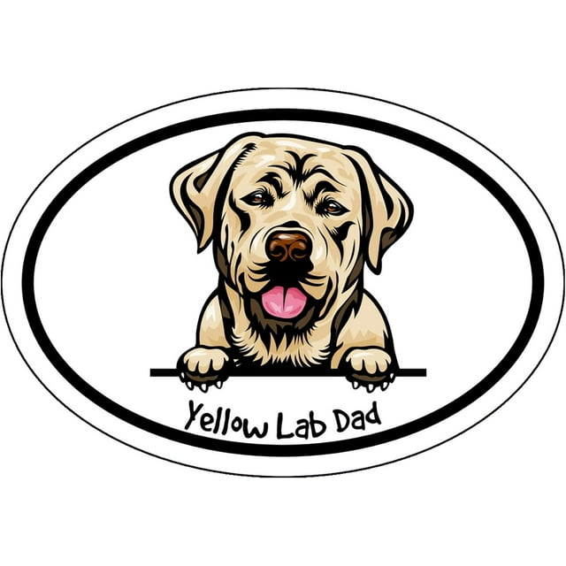 WickedGoodz Oval Yellow Lab Dad Decal - Labrador Dog Breed Bumper ...