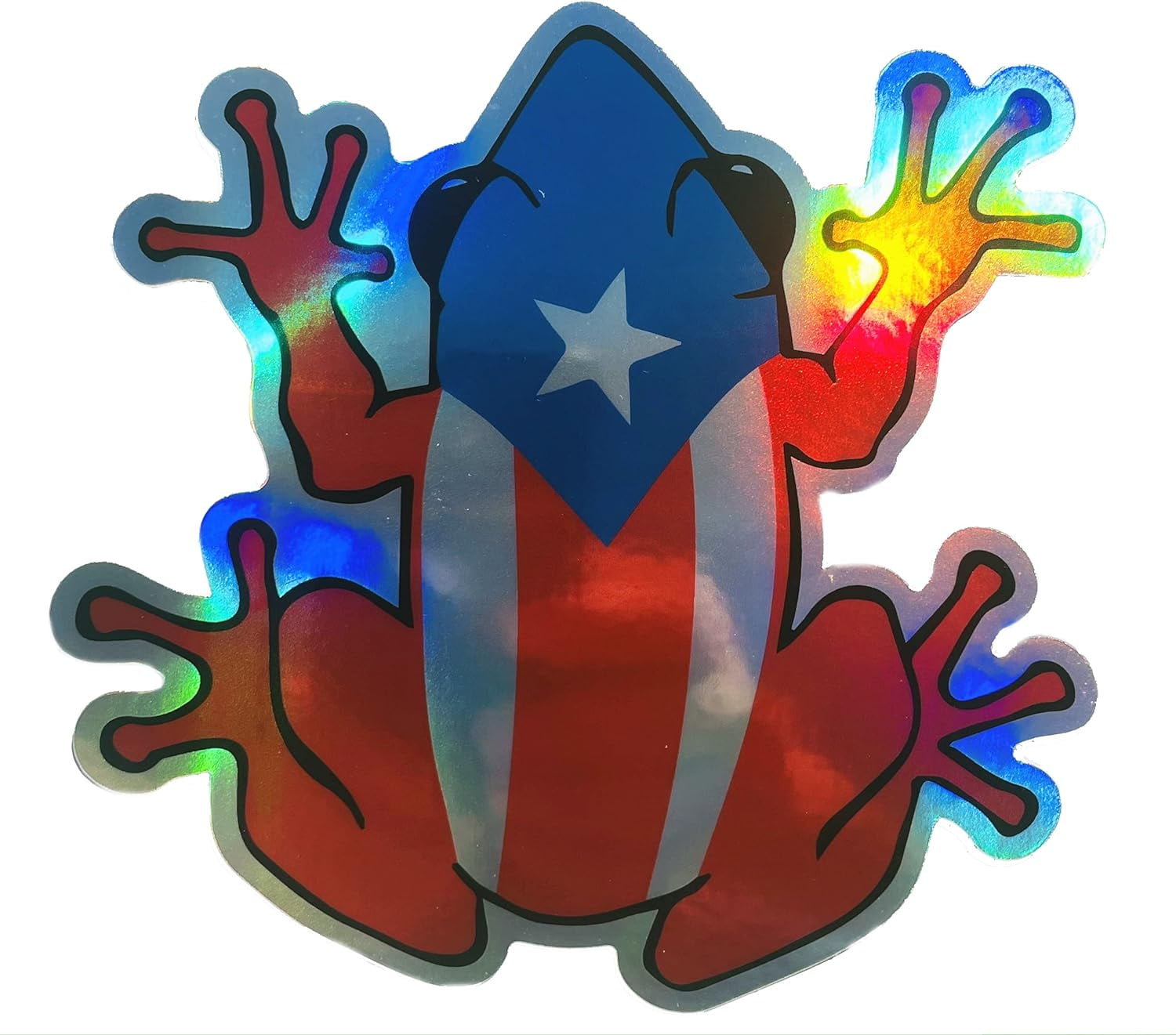 WickedGoodz Puerto Rican Flag Frog Holographic Vinyl Decal - Tree Frog ...