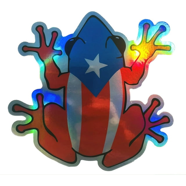 WickedGoodz Puerto Rican Flag Frog Holographic Vinyl Decal - Tree Frog ...