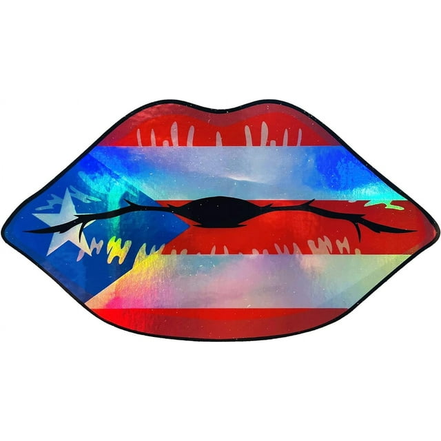 WickedGoodz Puerto Rican Lips Holographic Vinyl Decal - Flag Bumper ...