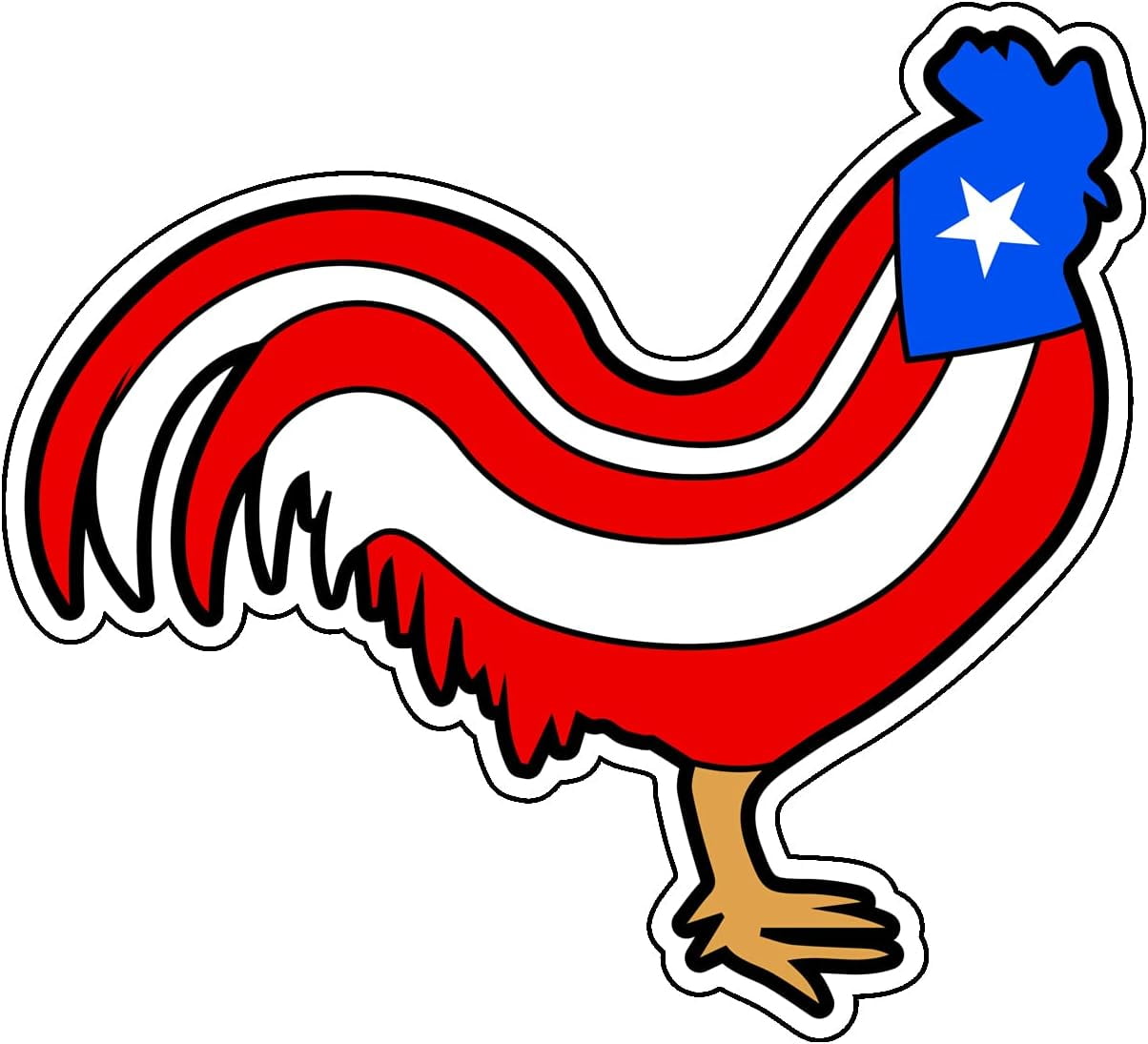 WickedGoodz Puerto Rican Rooster Vinyl Decal - Puerto Rico Bumper ...