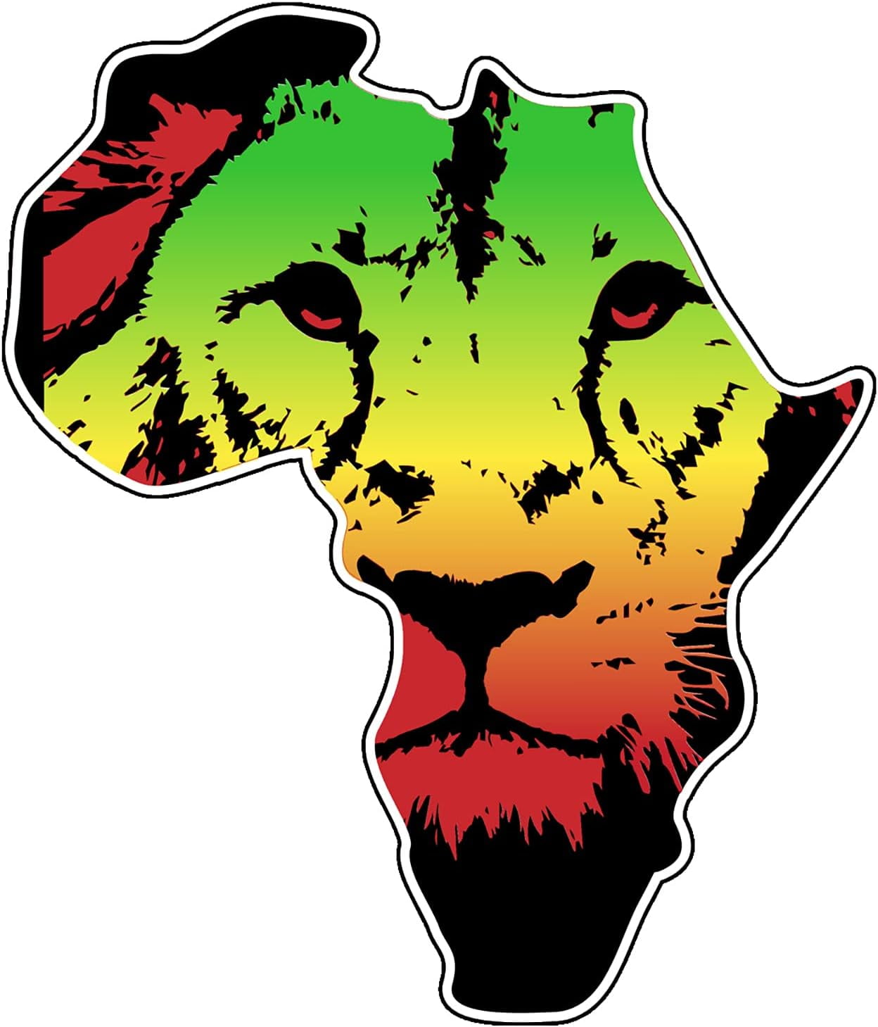 WickedGoodz Rasta African Lion Vinyl Decal - Africa Bumper Sticker ...