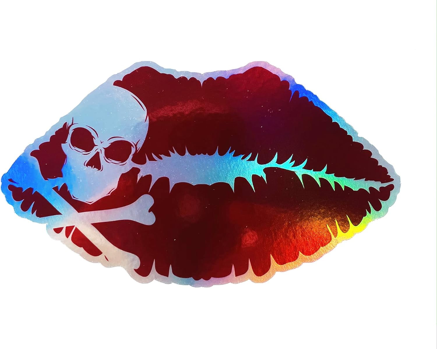 WickedGoodz Red Skull Lips Holographic Vinyl Decal - Pirate Bumper ...