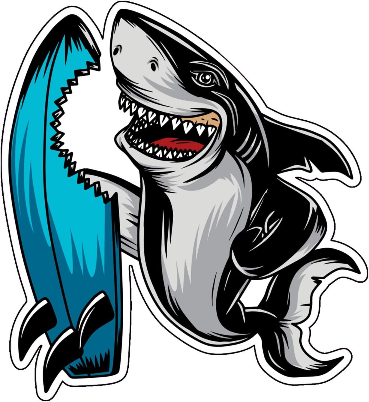 WickedGoodz Shark Vinyl Decal - Surfing Bumper Sticker - for Laptops ...