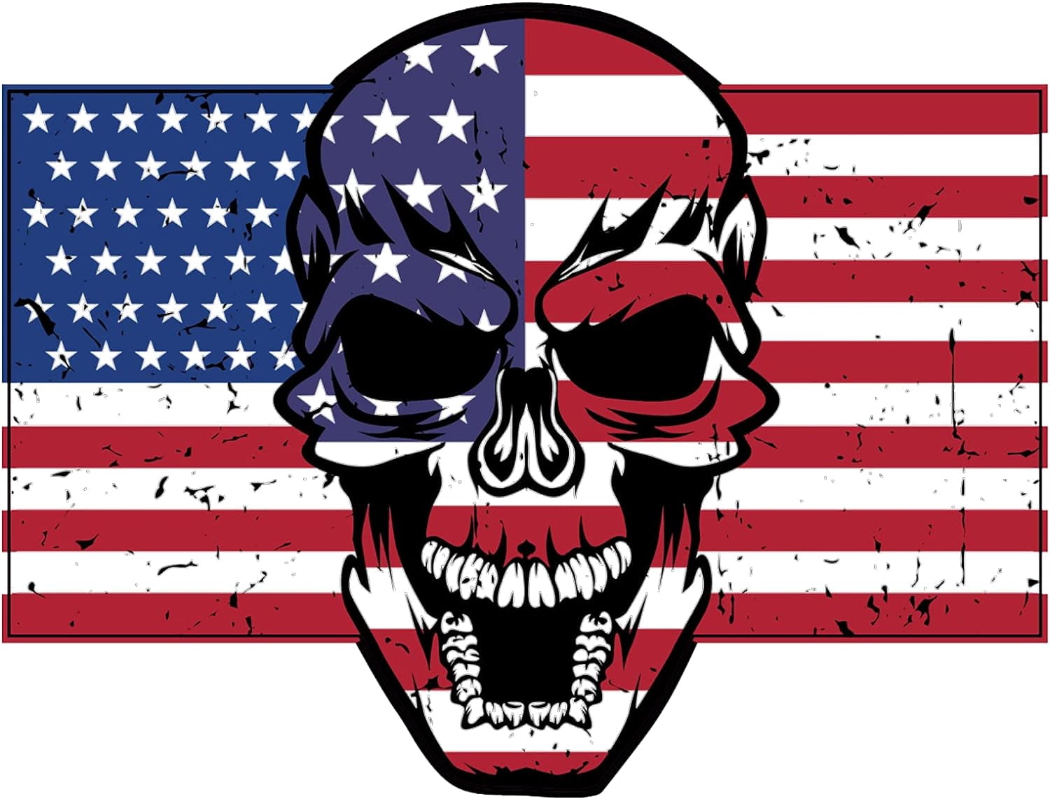 WickedGoodz Skull American Flag Vinyl Decal - American Flag Bumper ...