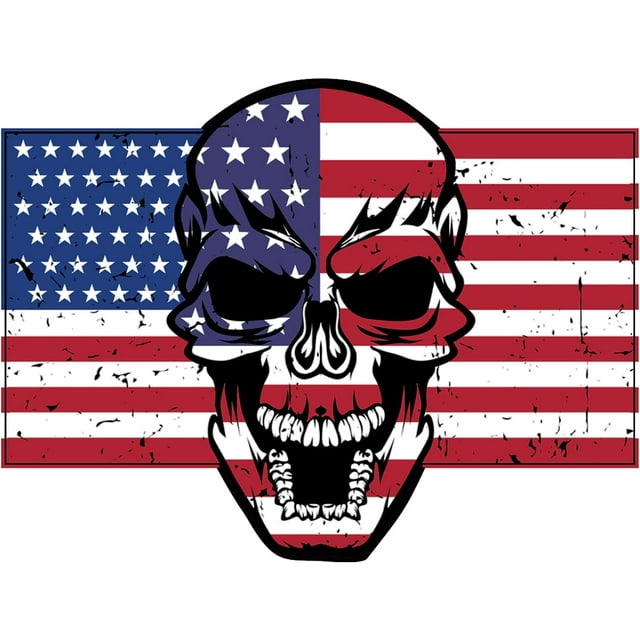 WickedGoodz Skull American Flag Vinyl Decal - American Flag Bumper ...