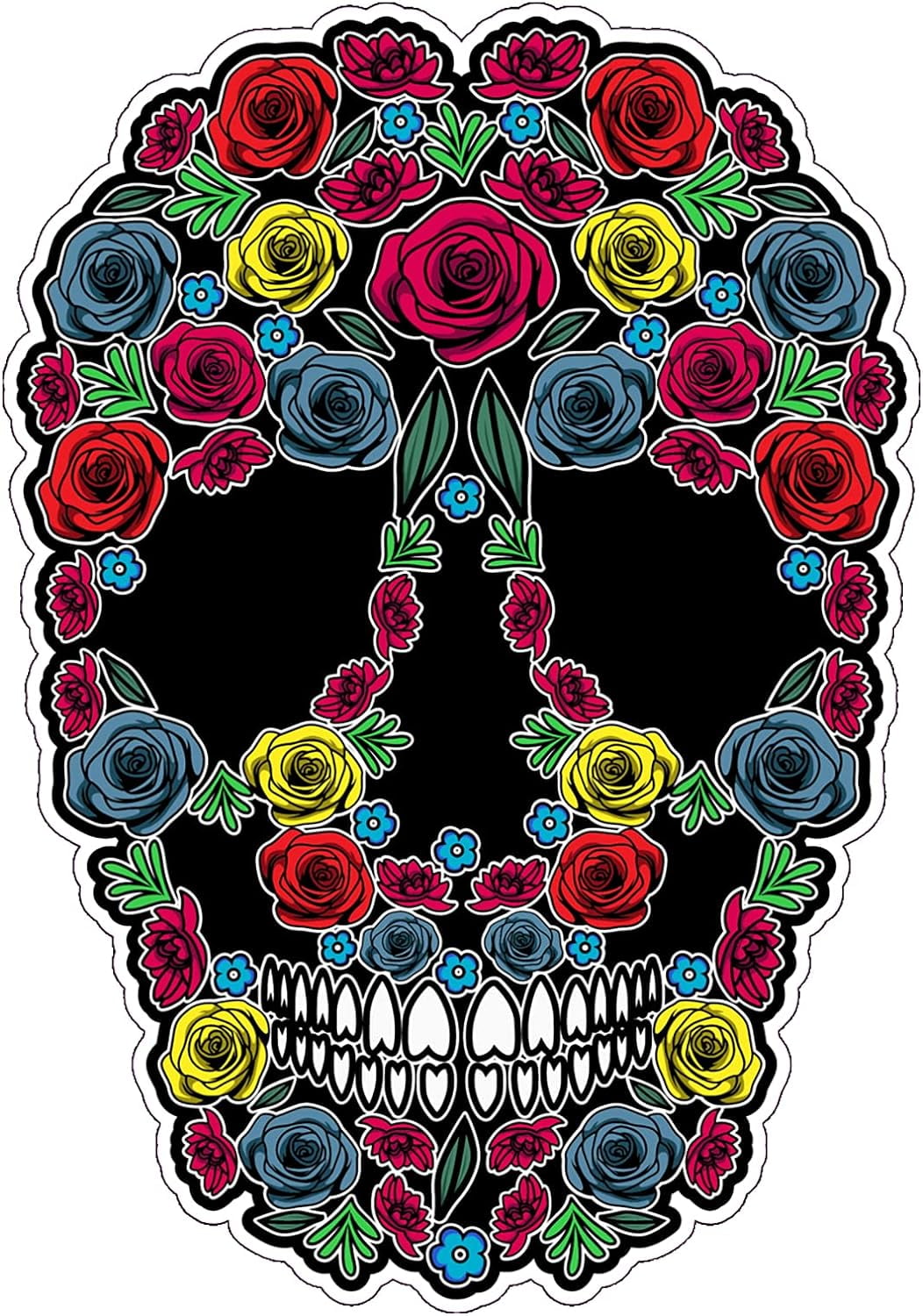 WickedGoodz Skull Rose Vinyl Decal - Flower Bumper Sticker - for ...