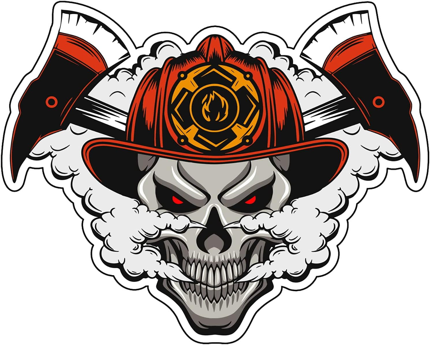 WickedGoodz Smokey Firefighter Skull Vinyl Decal - Fireman Bumper ...