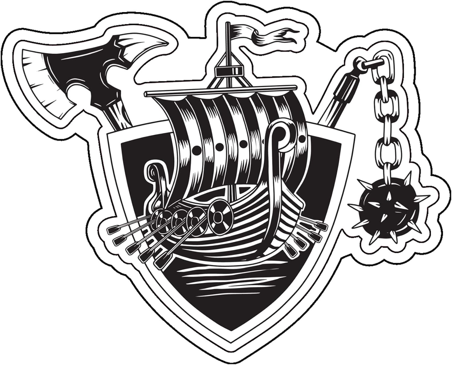 WickedGoodz Viking Longboat Ax and Mace Vinyl Decal - Norse Bumper ...