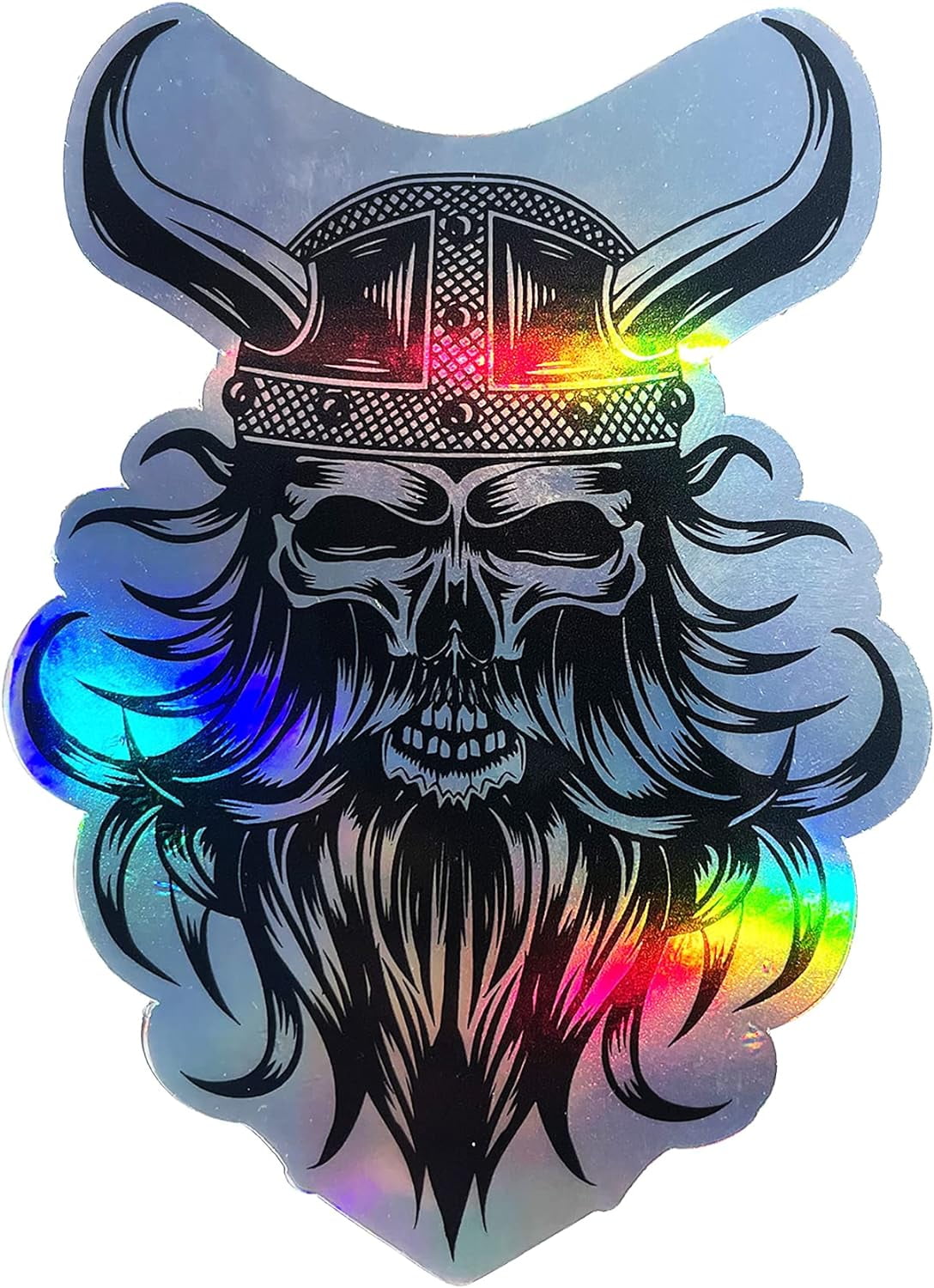 WickedGoodz Viking Skull Holographic Vinyl Decal - Valhalla Bearded ...