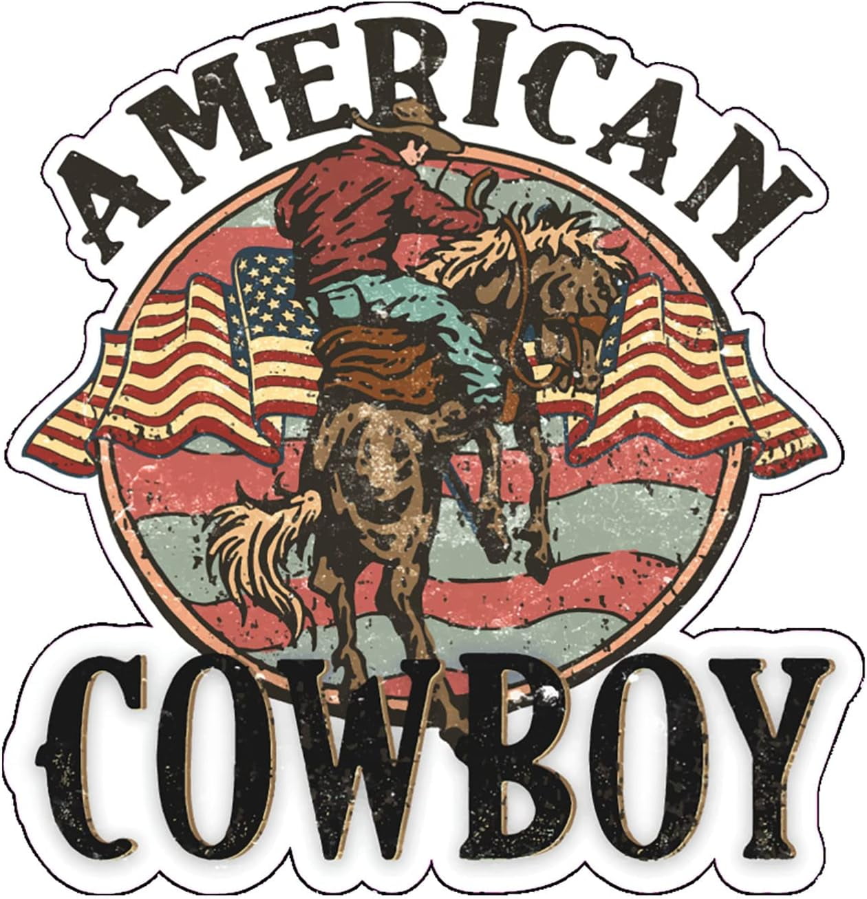 Wickedgoodz American Cowboy Vinyl Decal - Western Bumper Sticker - for ...