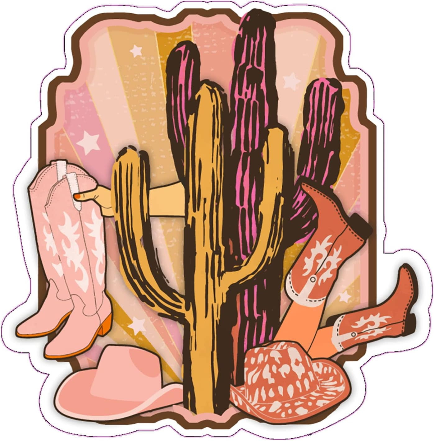 Wickedgoodz Cactus Cowgirl Boots Vinyl Decal - Western Bumper Sticker ...