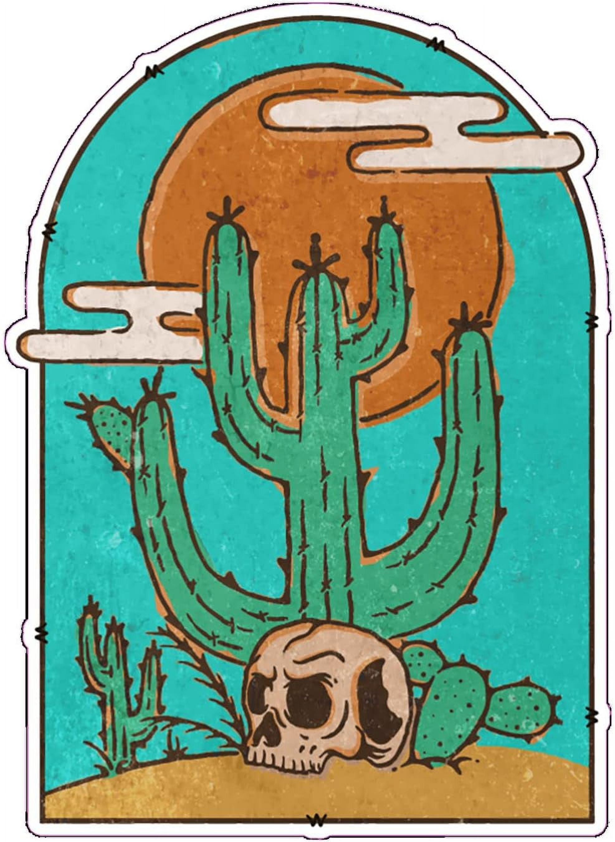 Wickedgoodz Cactus Skull Desert Vinyl Decal - Western Bumper Sticker ...