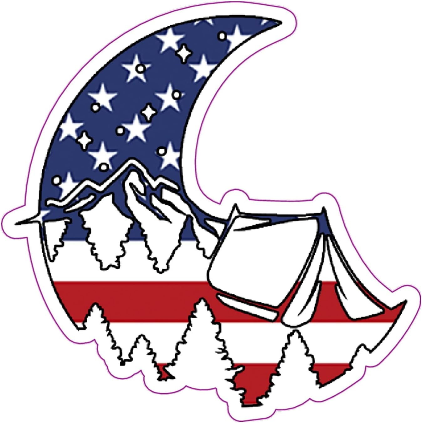 Wickedgoodz Camping American Flag Vinyl Decal - Patriotic Moon Bumper ...