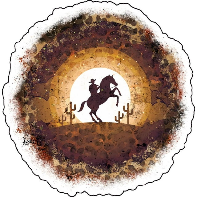Wickedgoodz Cowboy Sunset Vinyl Decal - Western Bumper Sticker - for ...