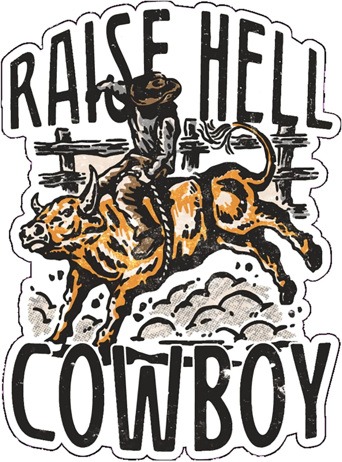Wickedgoodz Raise Hell Cowboy Vinyl Decal - Western Bumper Sticker ...
