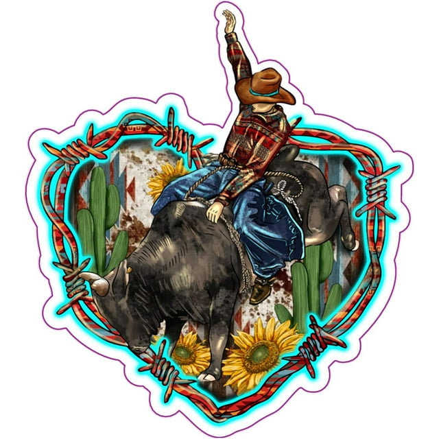 Wickedgoodz Rodeo Bullfighter Heart Vinyl Decal - Western Bumper ...