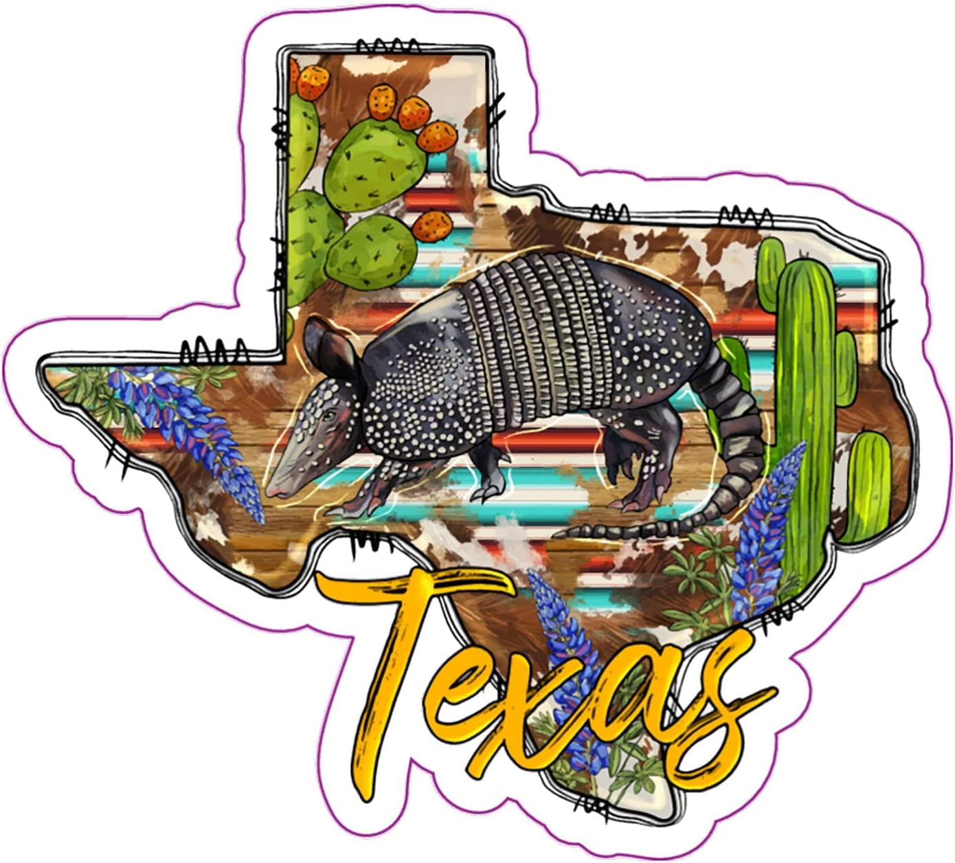 Wickedgoodz Texas Armadillo Vinyl Decal - Western Bumper Sticker - for ...