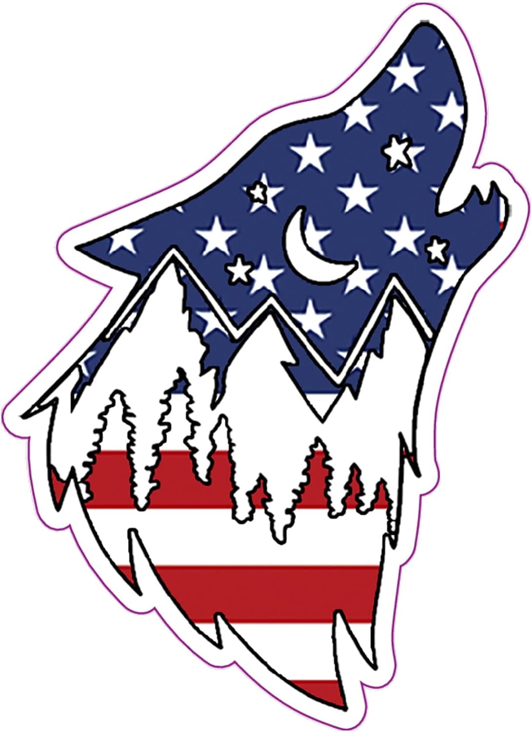 Wickedgoodz Wolf American Flag Vinyl Decal - Patriotic Wilderness ...