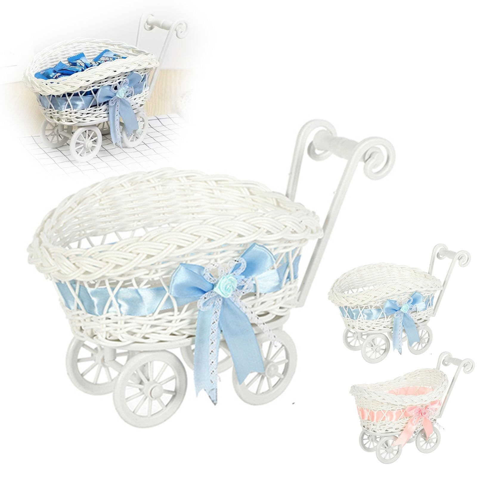 Wicker Baby Carriage for Baby Shower, Wicker Stroller for Baby Shower ...