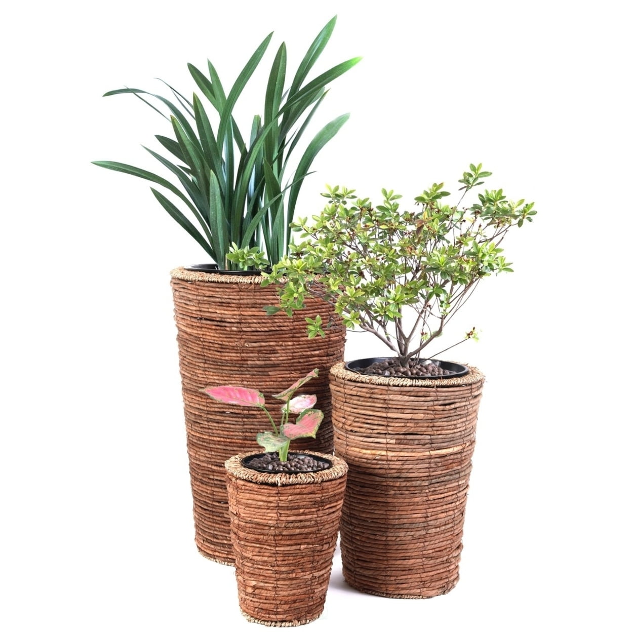 Wicker Banana Rope Tall Floor Planter with Metal Pot, Large - Walmart.com
