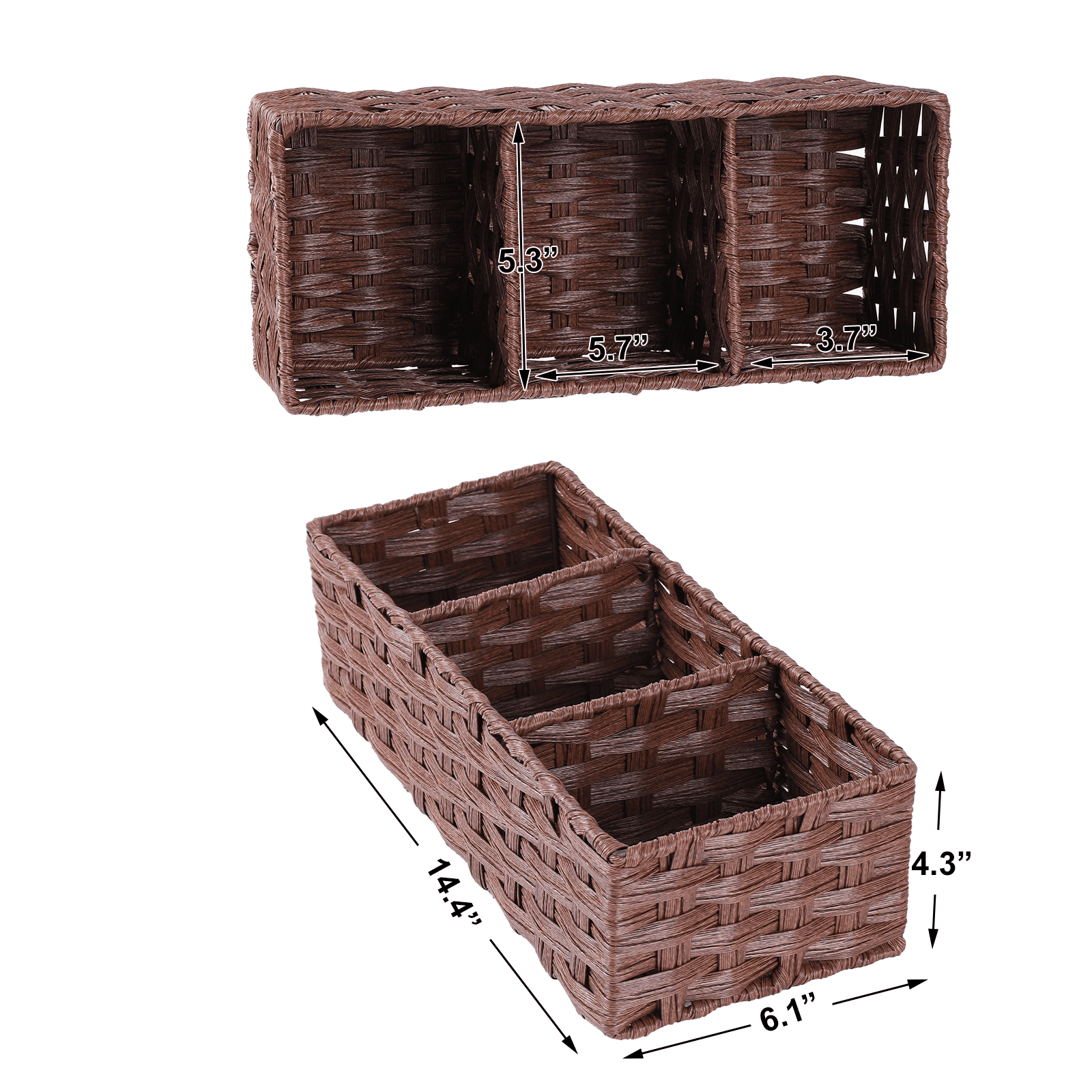 Wicker Basket With 3 Compartments, 3-Section Wicker Storage Basket ...