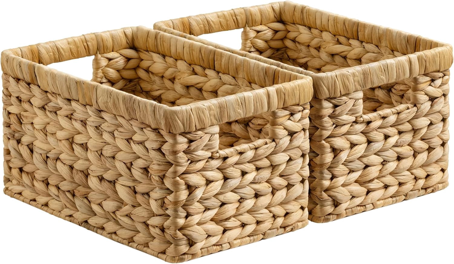 Wicker Basket, Baskets for Organizing, Storage Basket with Built-in ...