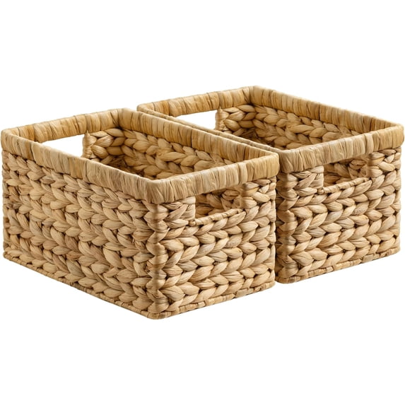 Wicker Basket, Baskets for Organizing, Storage Basket with Built-in ...