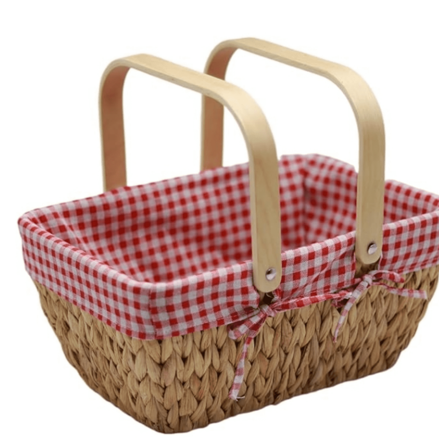 Wicker Basket with Handle-Lined Picnic Basket, Hand-Woven Water ...